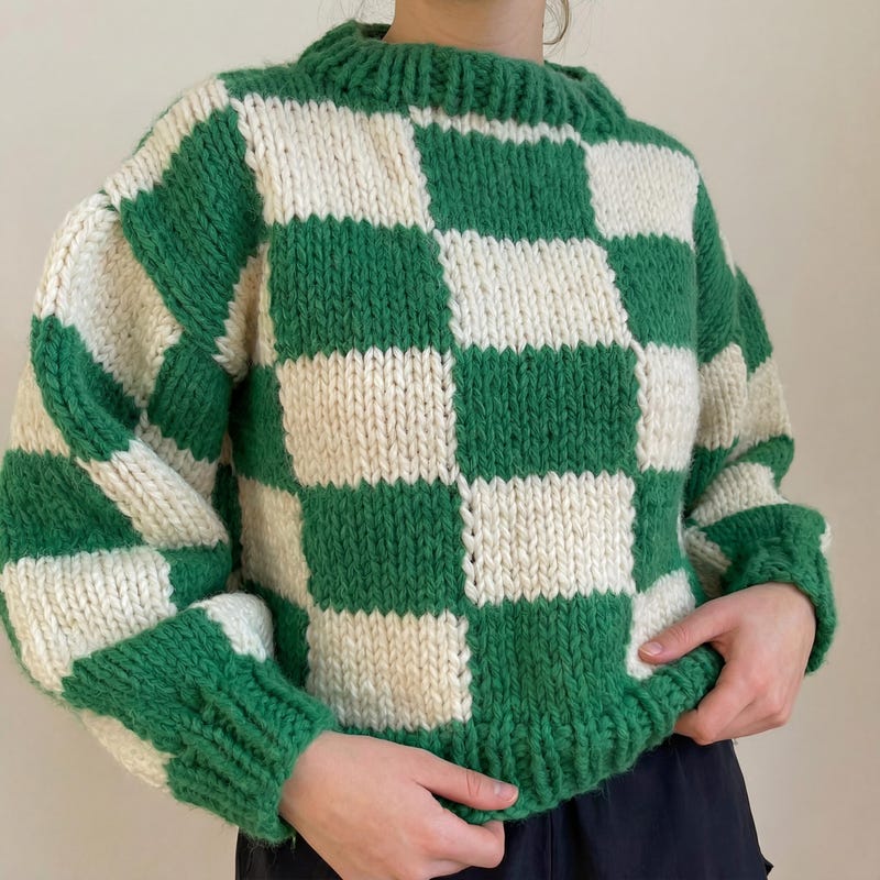 Checkerboard Sweater - Etsy