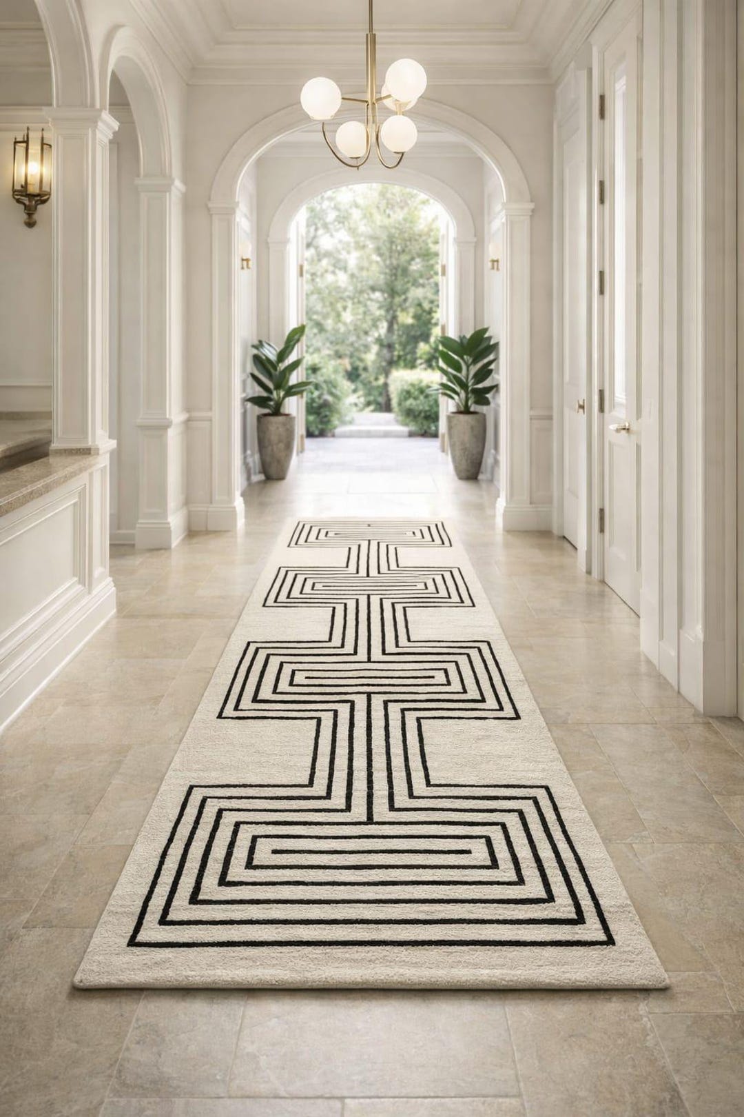 Hand Tufted Wool Runner Rug | Modern Geometric Hallway Runner|plush Cut ...