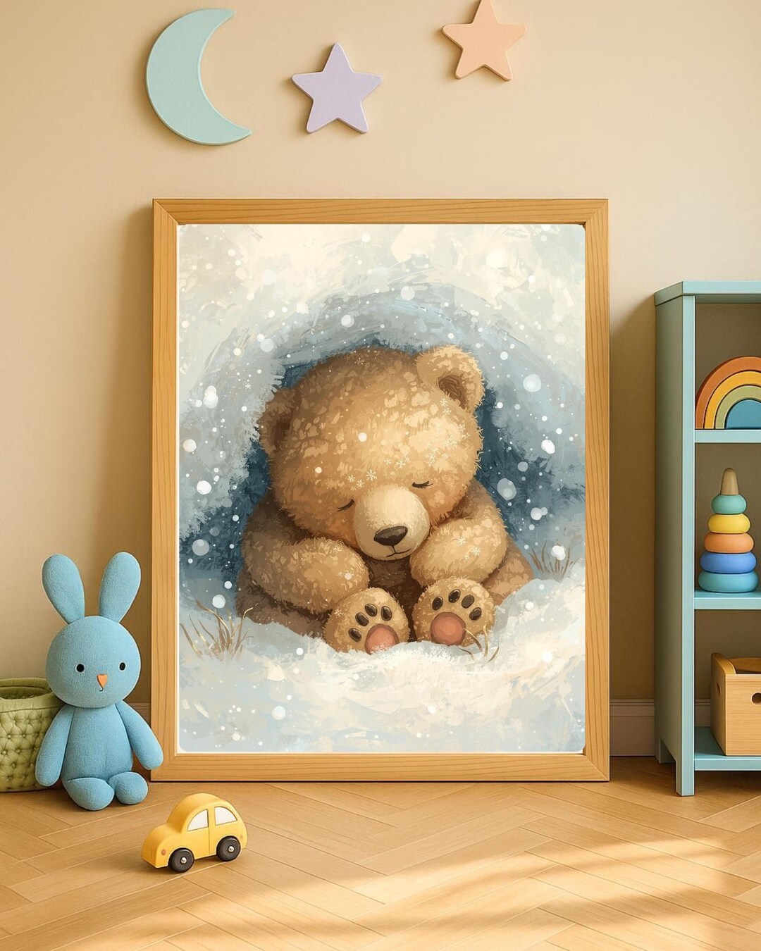 Printable Poster of a Hibernating Teddy Bear, Soft and Soothing ...