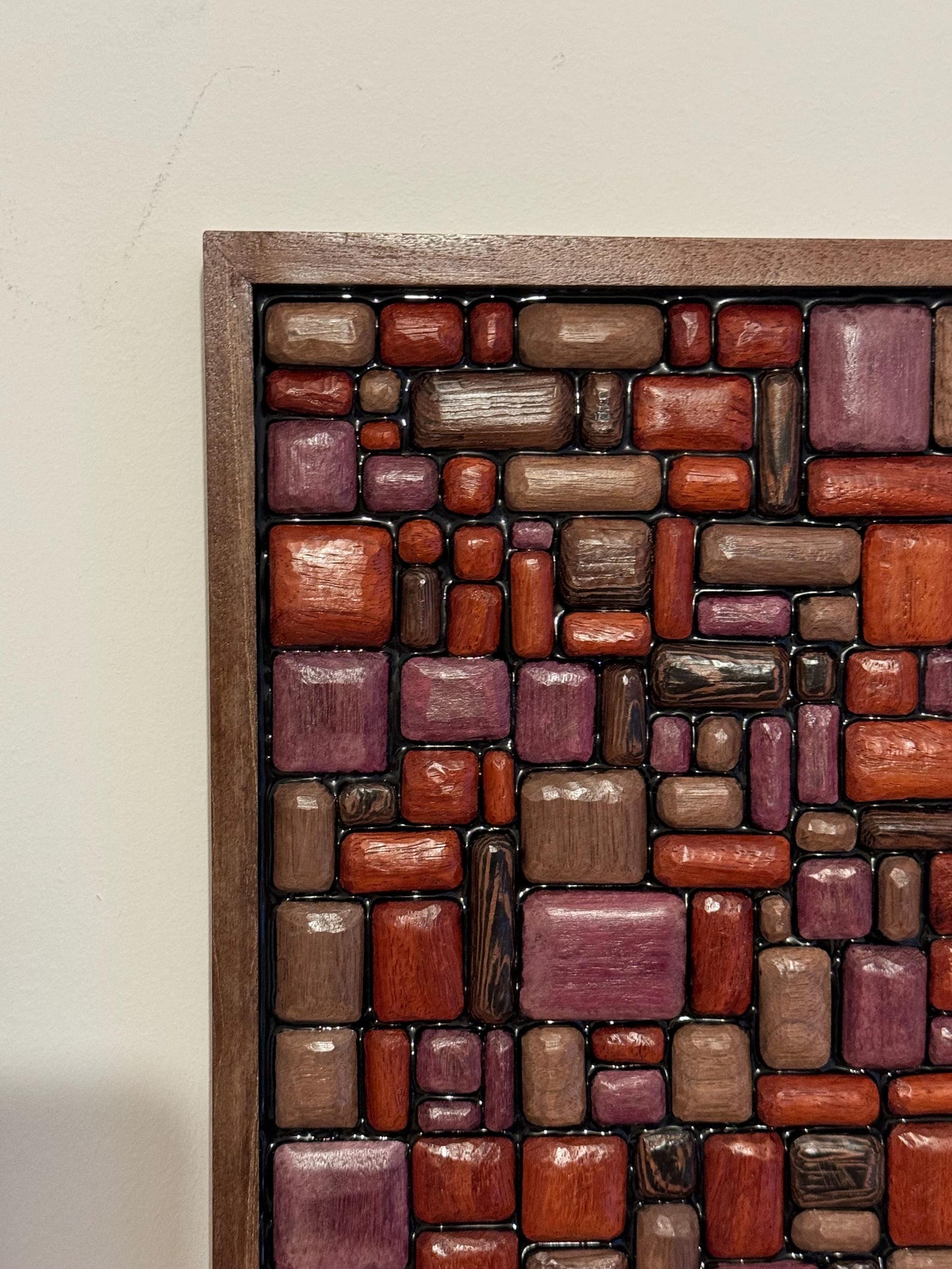 Handmade Wooden Mosaic Wall Art • Modern Rustic Geometric Decor • Solid ...
