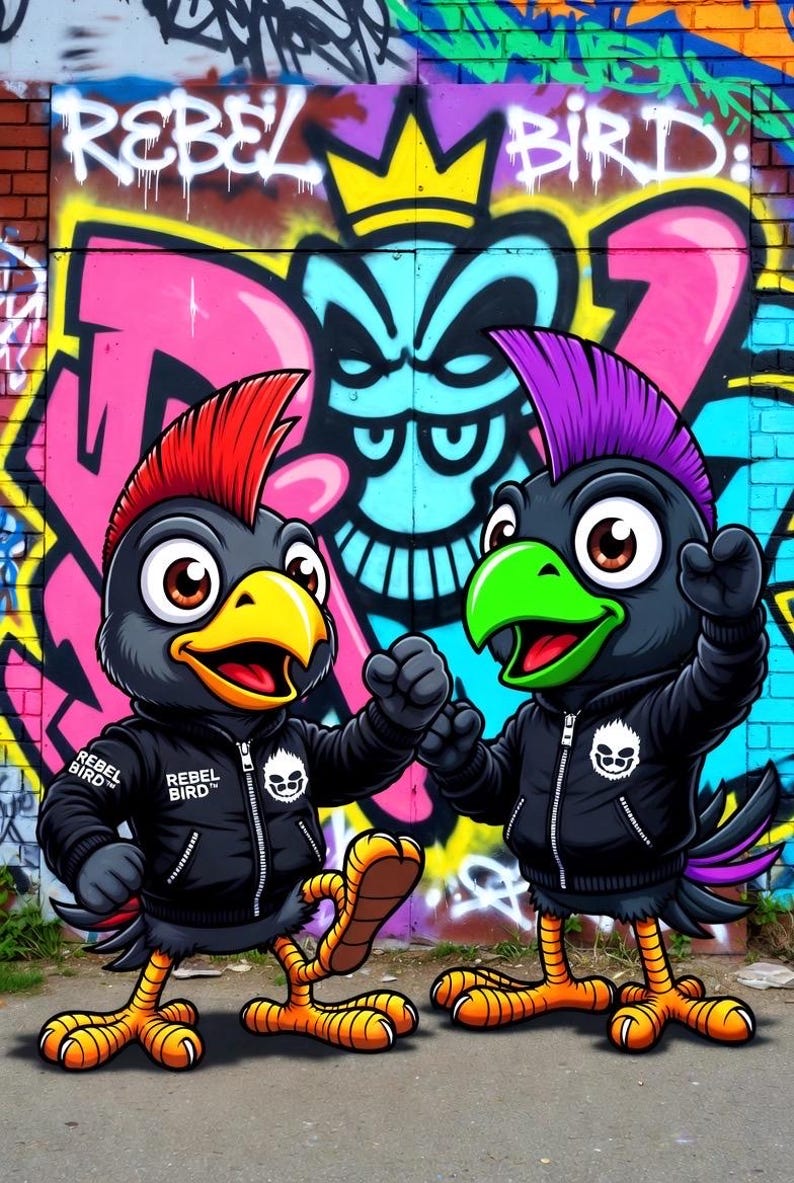 Rebel Bird Graffiti Art | Urban Cartoon PNG Bundle (digital Download ...