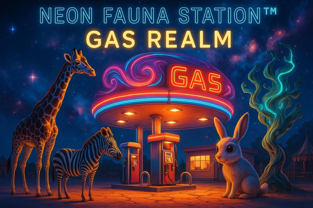Cosmic Safari Gas Stations — Neon Wildlife Realm 8-pack (instant ...