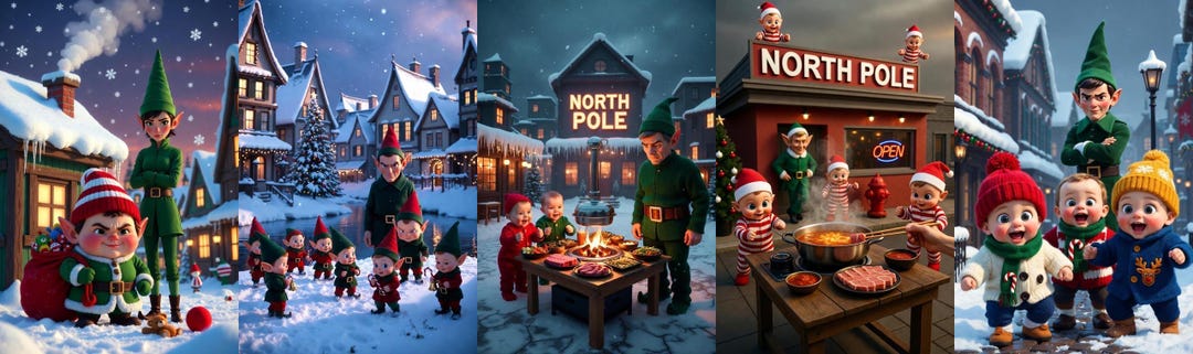 Christmas Elf Clipart • Holiday Baby Elves, North Pole Scenes (digital ...