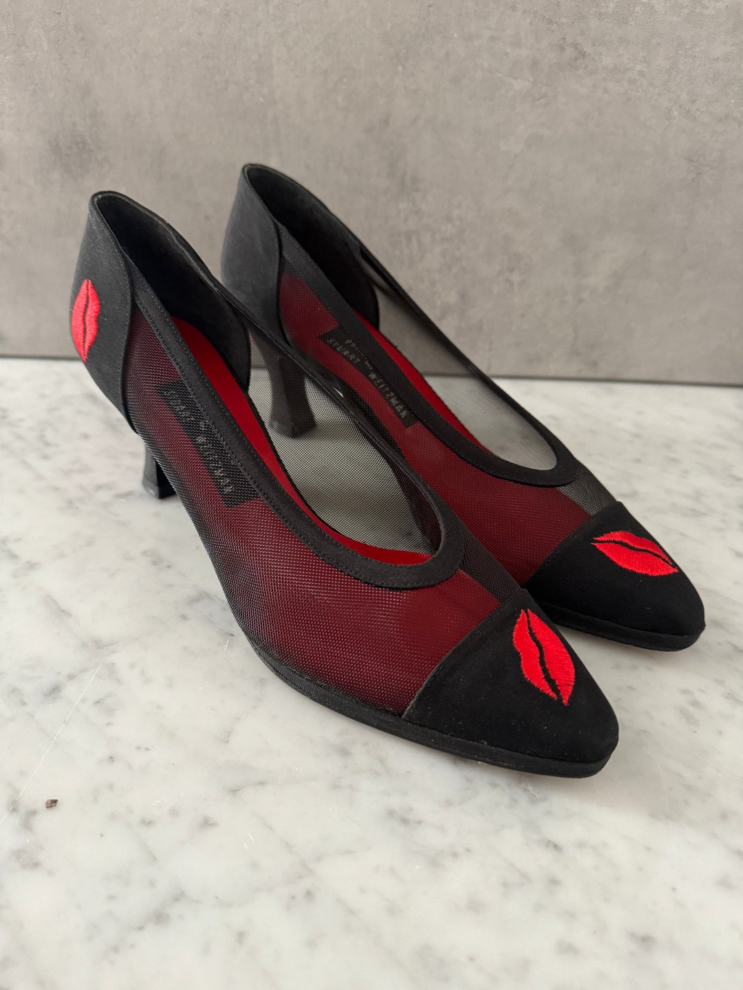 Vintage Lip Embroidered Heels - Etsy