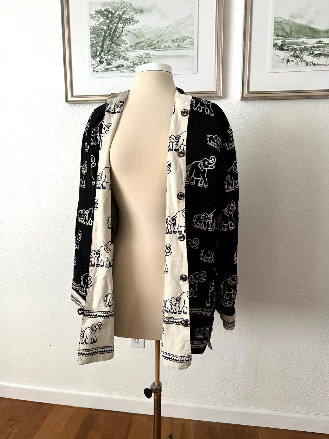 Vintage Reversible Elephant Print Jacket - Etsy