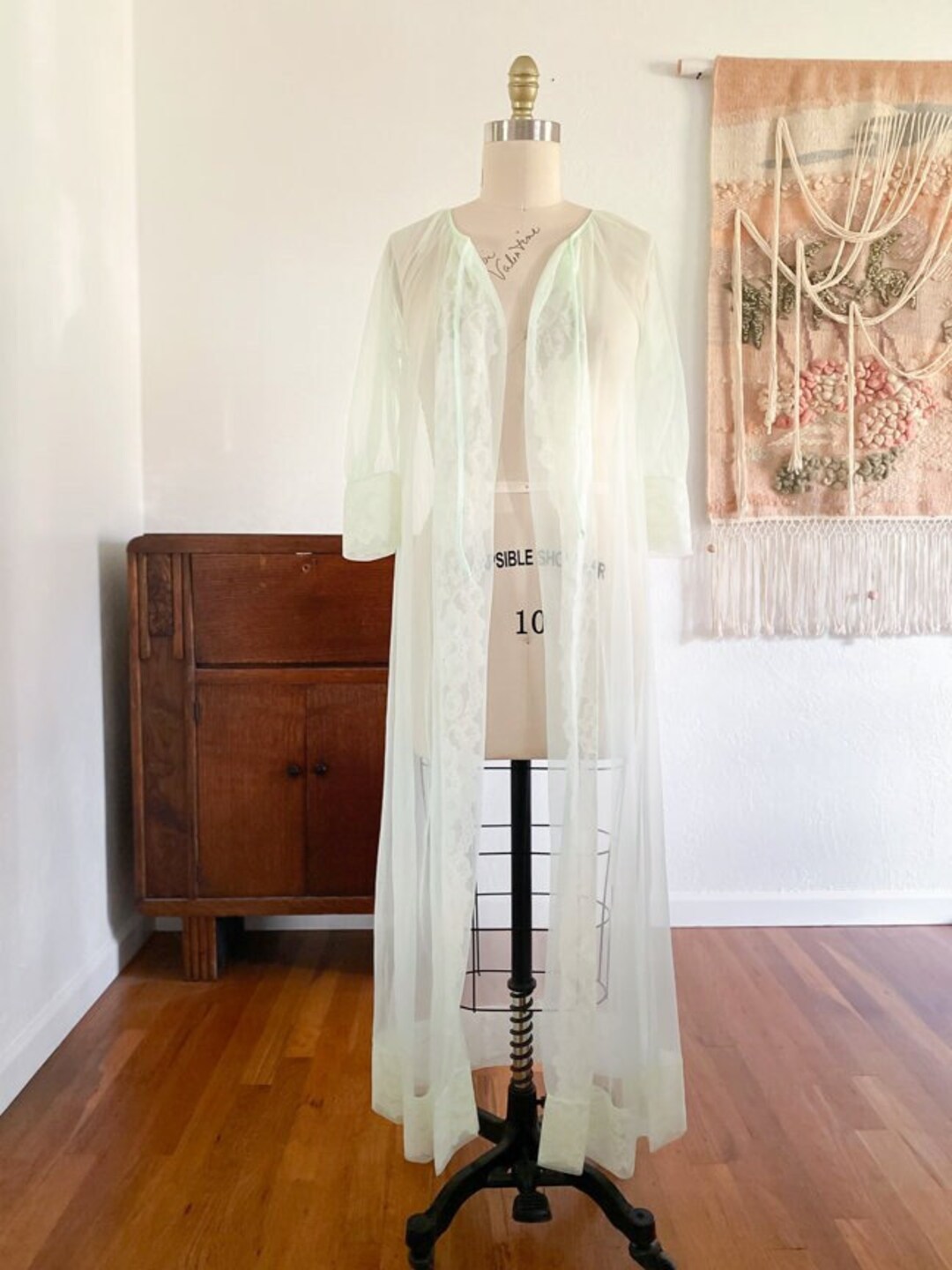 Vintage Mint Green Duster With Lace Top Layer - Etsy