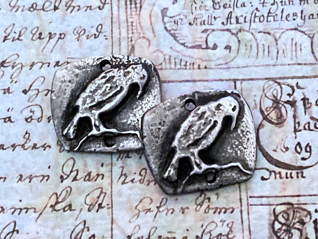 Raven Earring Charms - Hand Cast Pewter Jewelry Components - Gothic ...