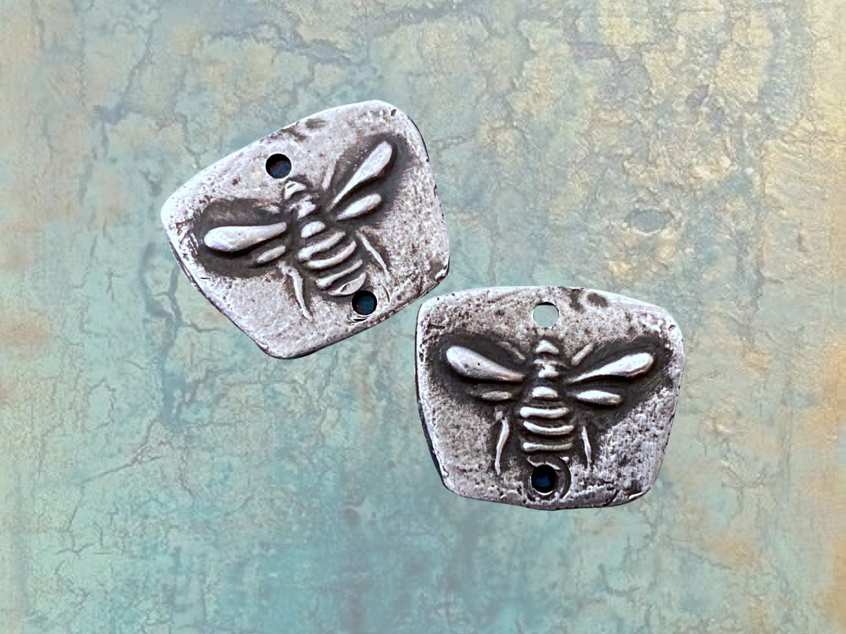 Honey Bee- Rustic Pewter Jewelry Components - Earring Charms - Hand ...