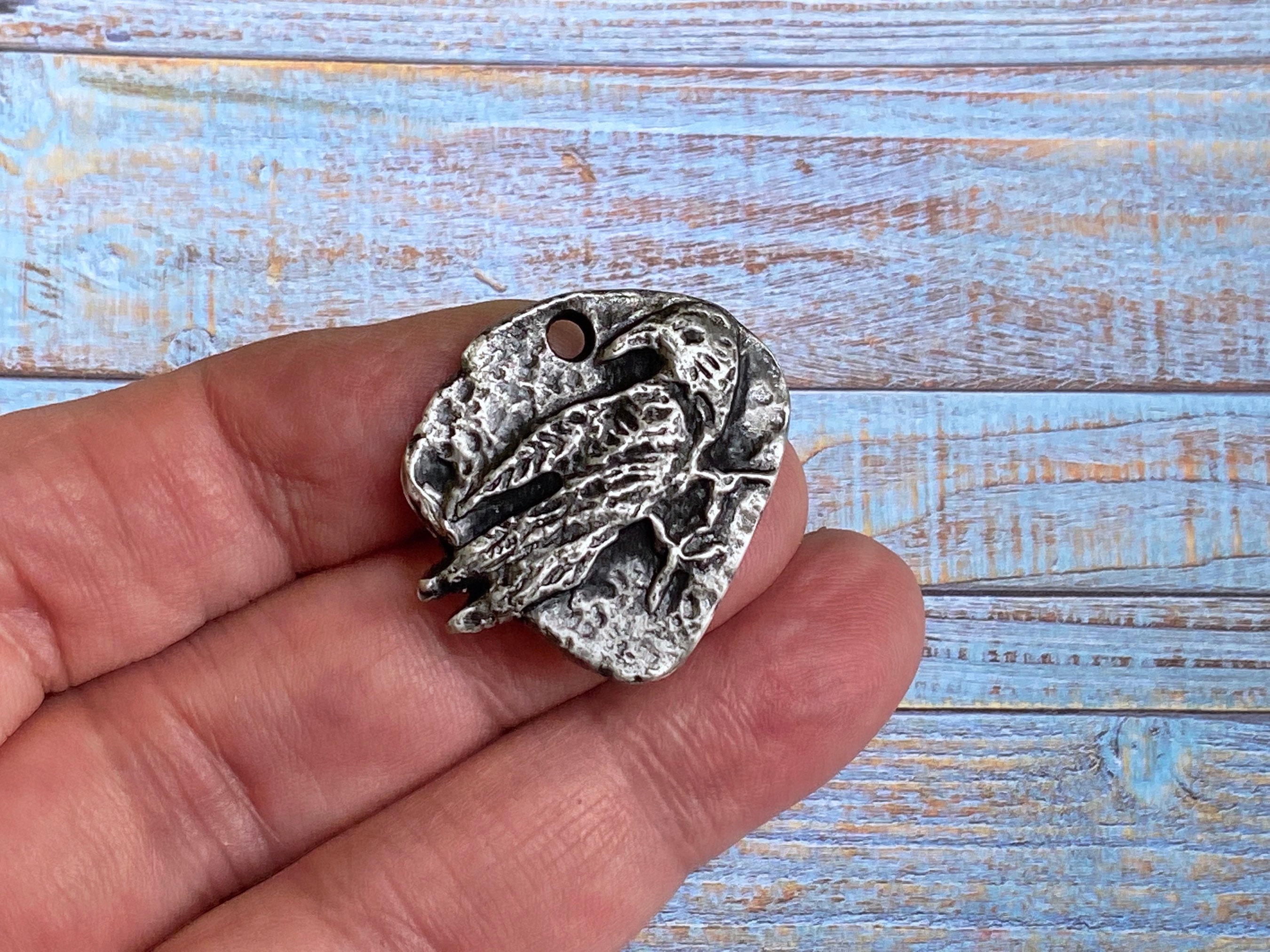 Hand Cast Pewter Pendant Raven Handmade Jewelry Gothic Boho - Etsy