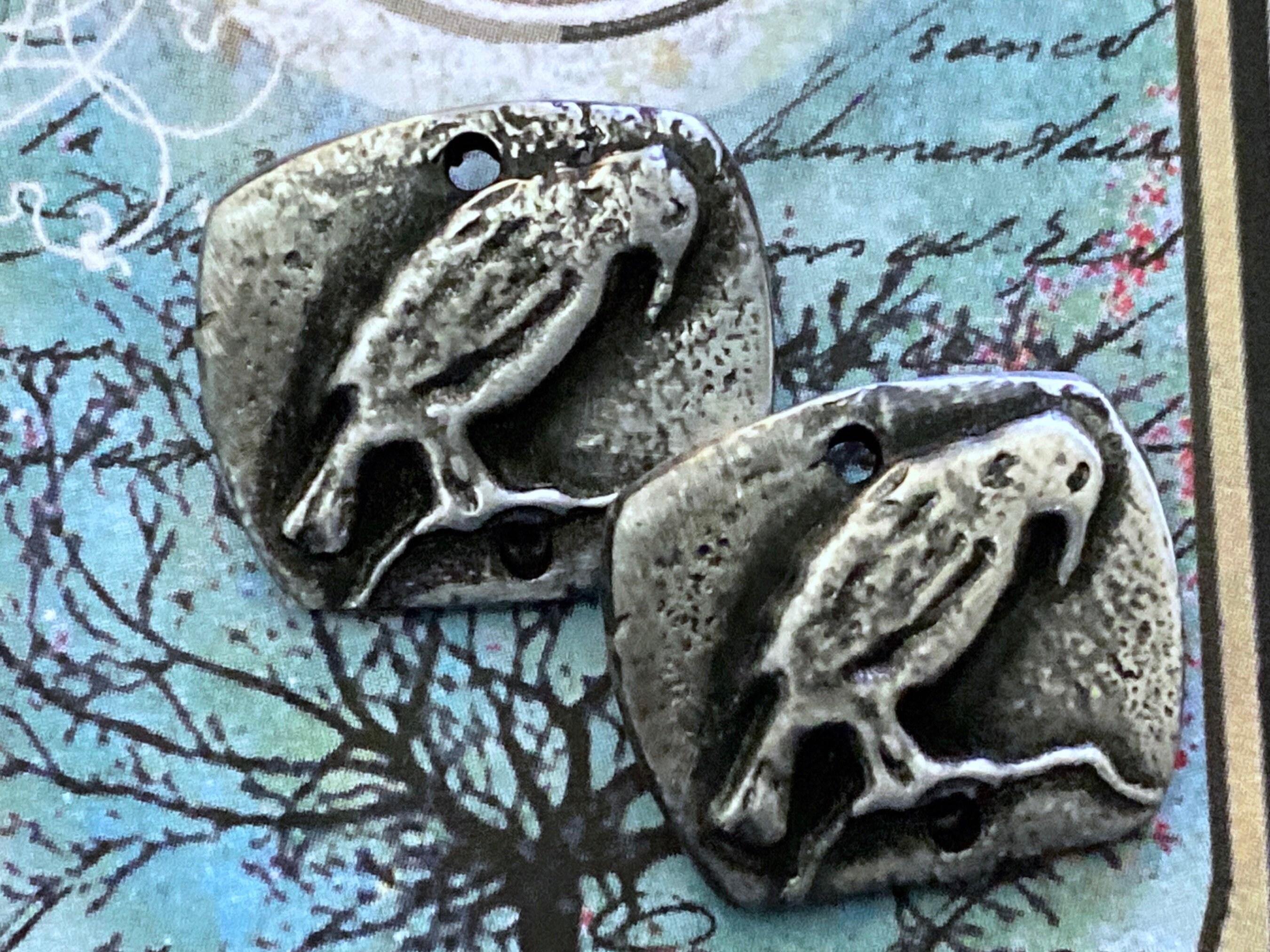 Raven Earring Charms - Hand Cast Pewter Jewelry Components - Gothic ...