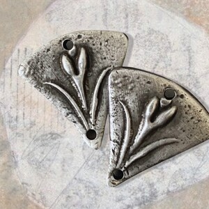 Tulip Charms Hand Cast Rustic Pewter Jewelry Components Flower Earrings ...