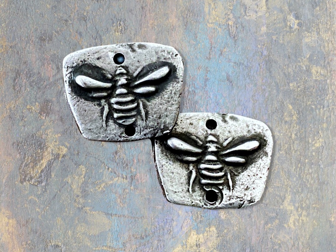 Honey Bee- Rustic Pewter Jewelry Components - Earring Charms - Hand ...
