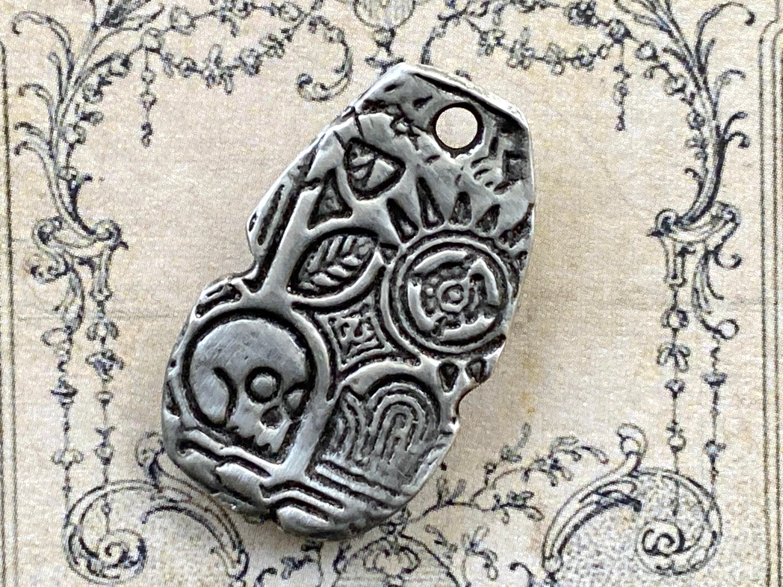 Hand Cast Pewter Pendant Jewelry Component Skull Ancient - Etsy