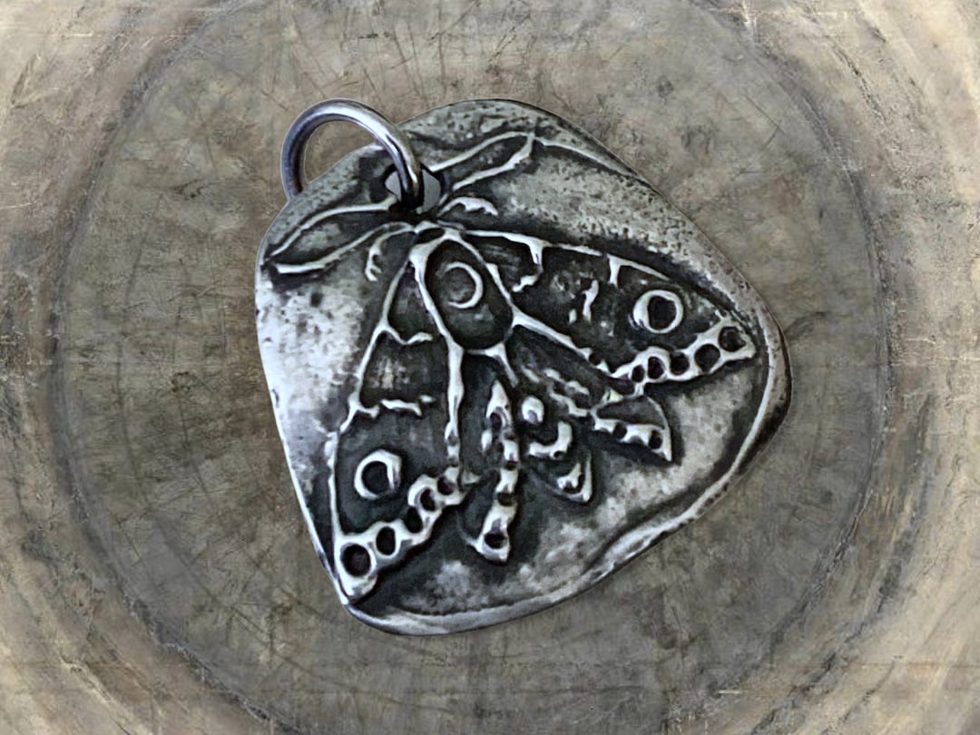 Luna Moth Charm - Hand Cast Rustic Pewter Focal Pendant - Earthy Boho ...