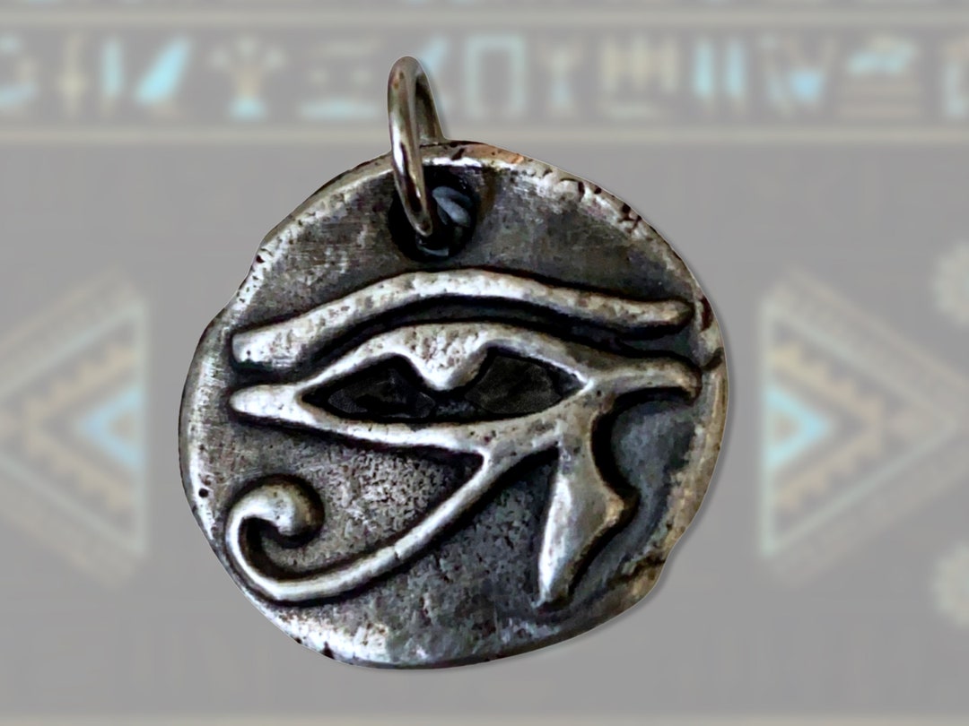 Eye of Horus Pendant - Rustic Pewter Charm - Egyptian Jewelry ...