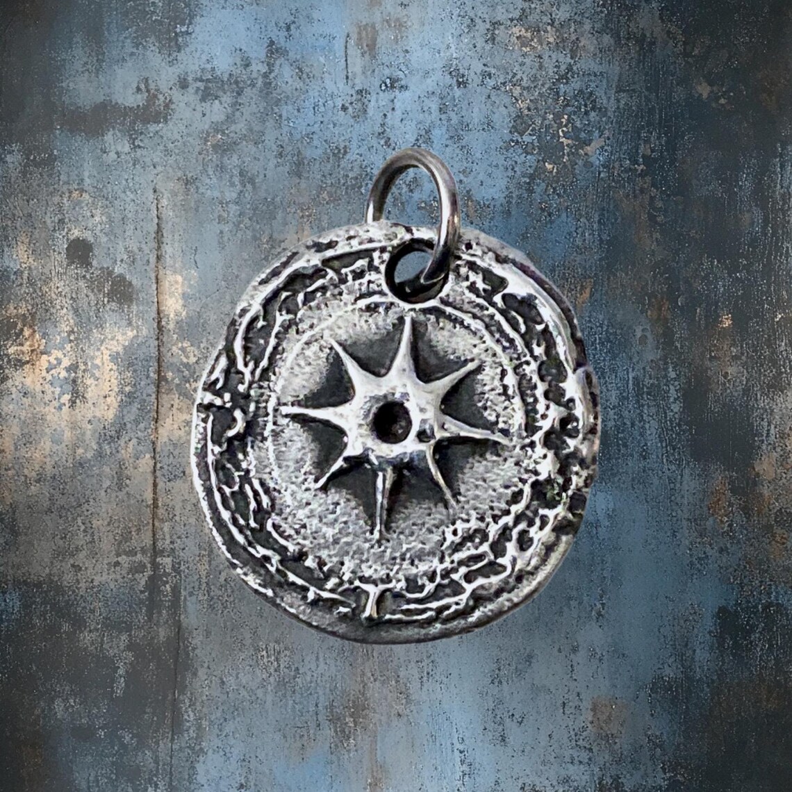 Sacred Star Pendant: Celestial 8-point Charm in Aged Pewter - Handmade ...