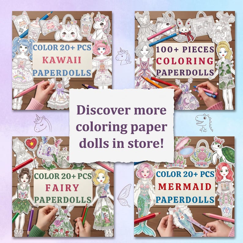 Printable Kawaii Coloring Paper Dolls, Anime Chibi Dress Up, Quiet Time ...