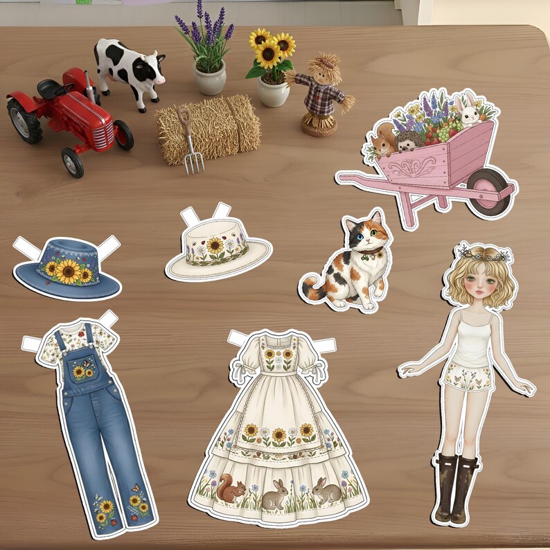 Farm Life Paper Dolls, Cottage Country Dress up Kids Activity, Digital ...