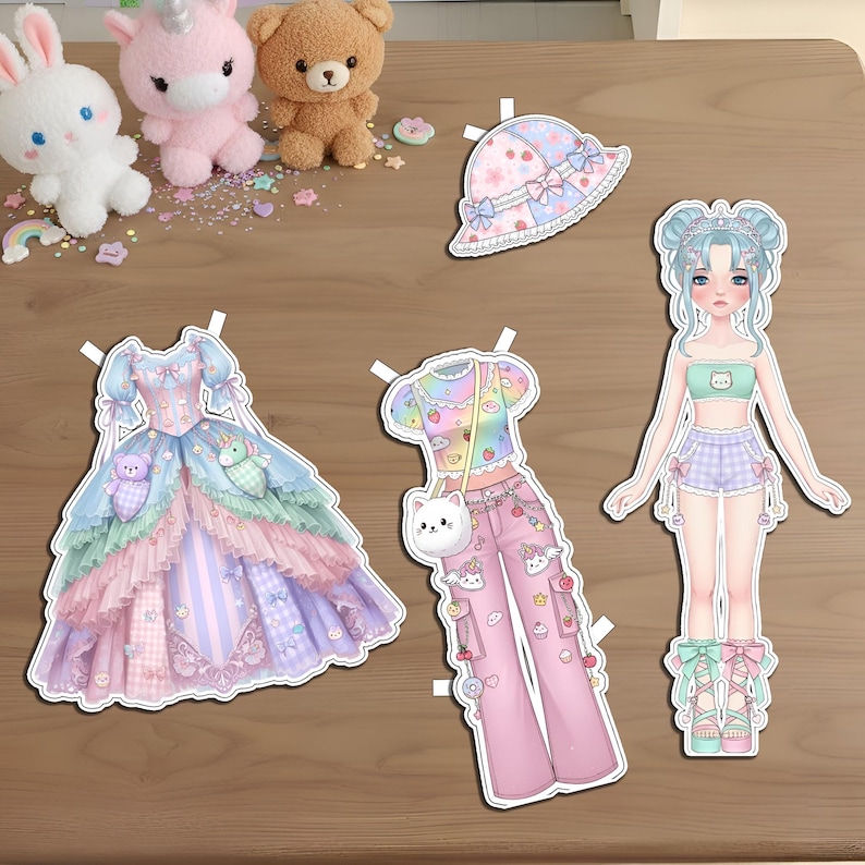 Kawaii Chibi Paper Dolls Printable, 20+ Dress up Mix Match Outfits for ...