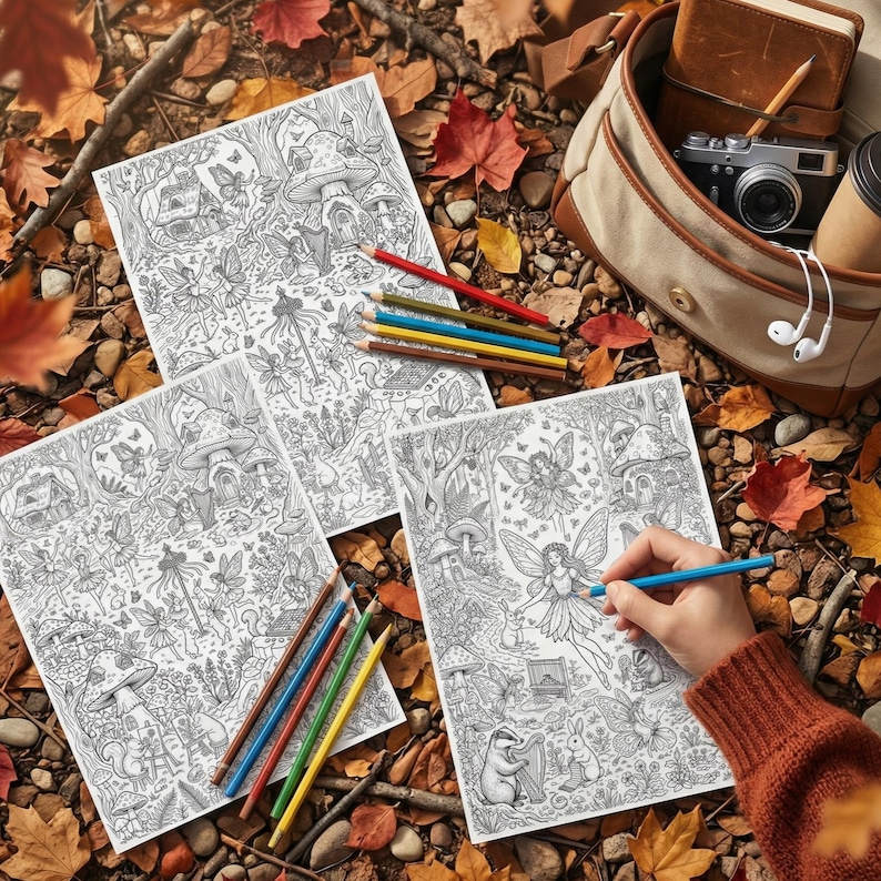 Fairy Adult Coloring Book Pages, Magical Enchanted Adult Kids Stress ...