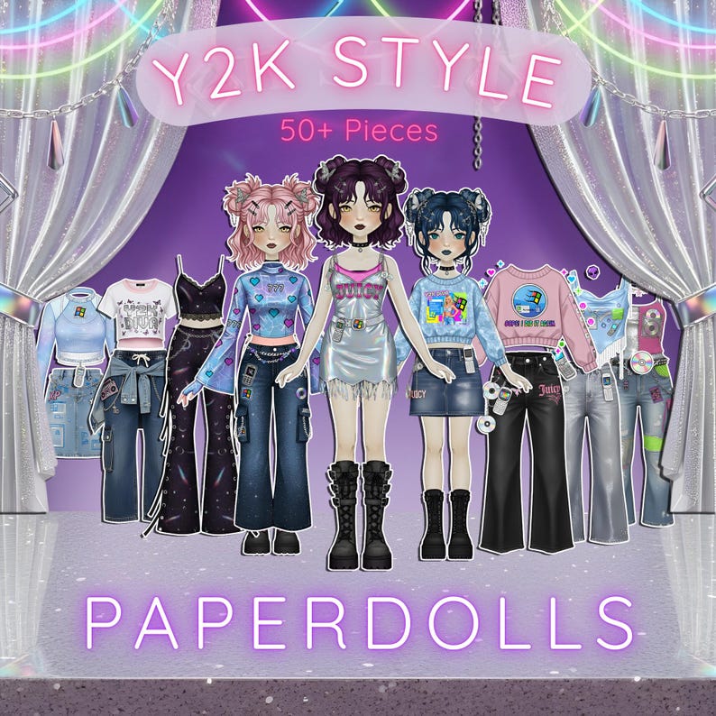 Y2K Style Printable Paper Dolls | 50+ Pieces | Digital Download - Etsy