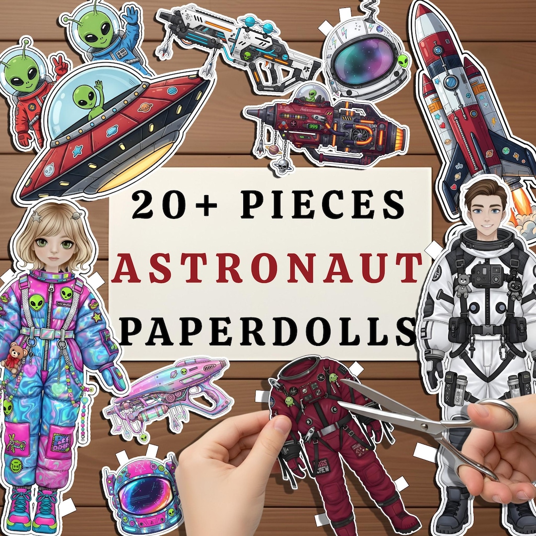 Astronaut Paper Dolls, Space Galaxy Dress up Kids STEM Activity ...