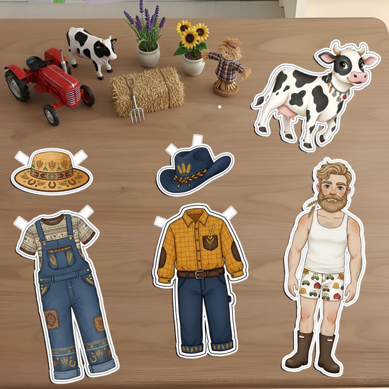 Farm Life Paper Dolls, Cottage Country Dress up Kids Activity, Digital ...