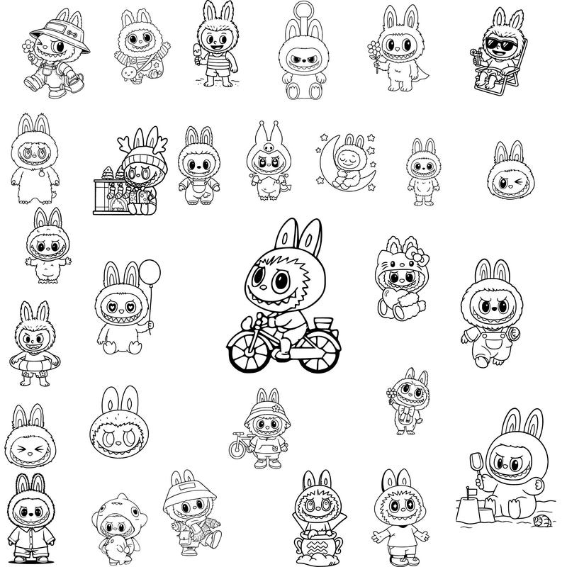 Labubu Outline Svg - Etsy