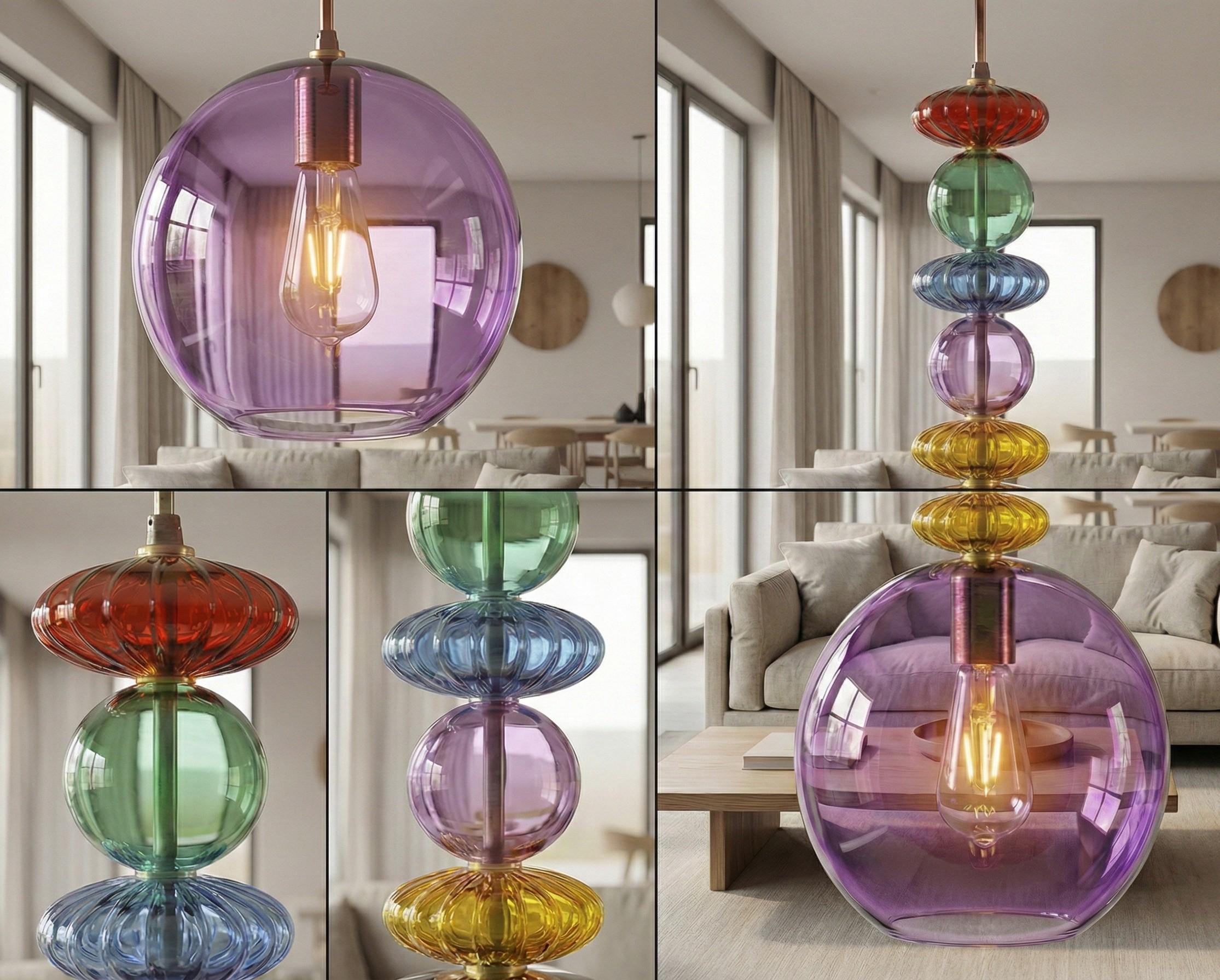 Colorful Light Fixtures | Blown Glass Pendant Light | Ceiling Lamps ...