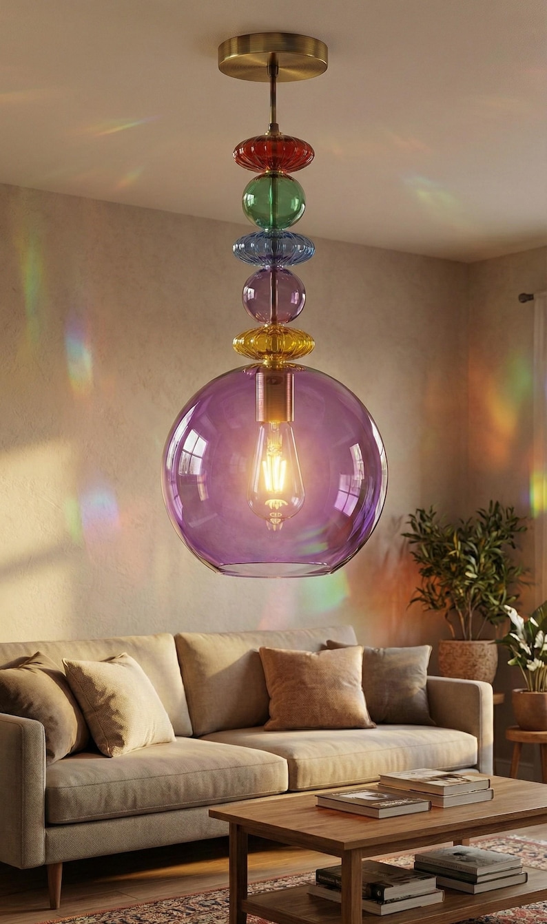 Colorful Light Fixtures | Blown Glass Pendant Light | Ceiling Lamps ...