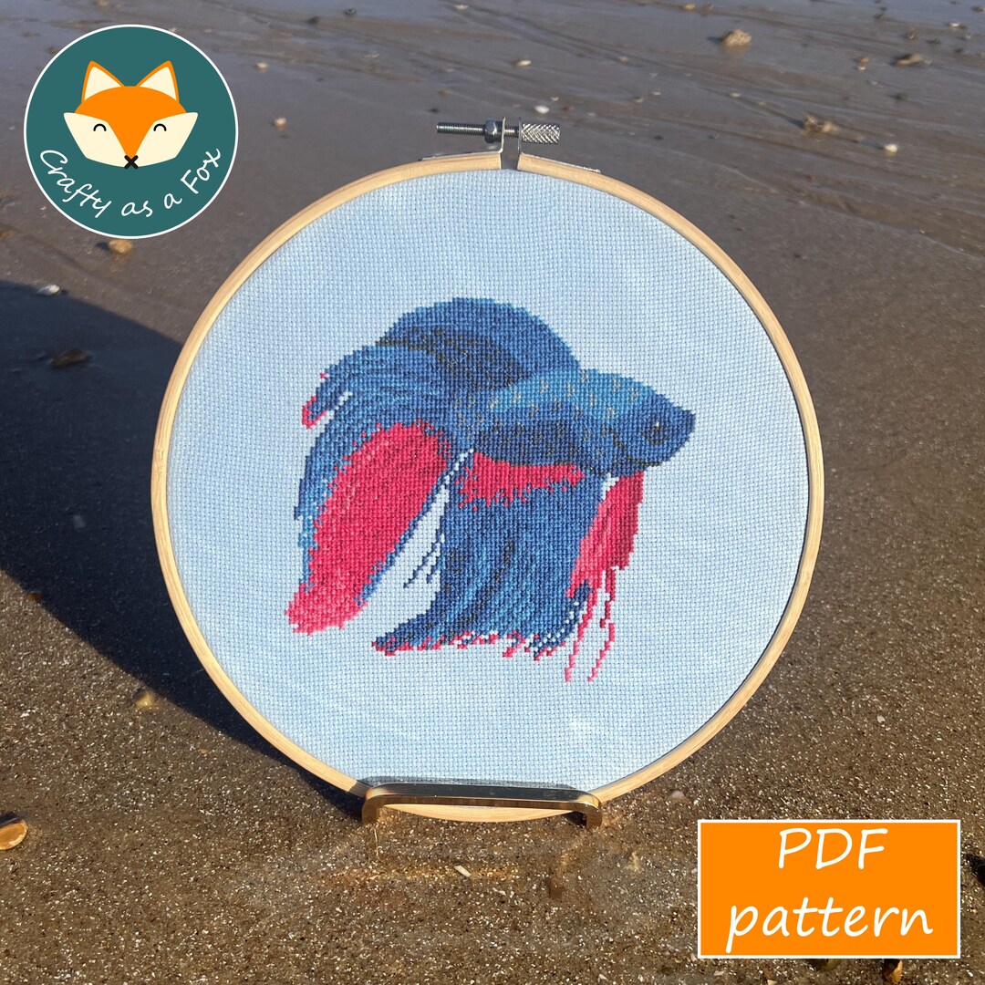 Betta Fish Cross Stitch Pattern | Siamese Fighting Fish | Ocean Sea ...