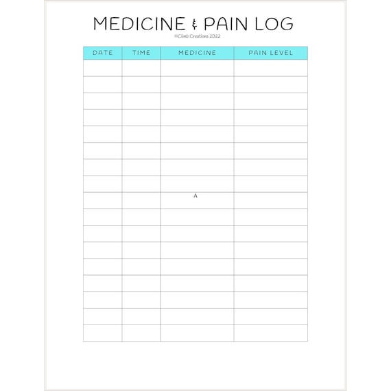 Surgery Medicine & Pain Log Drain Log Post Op Tracking - Etsy