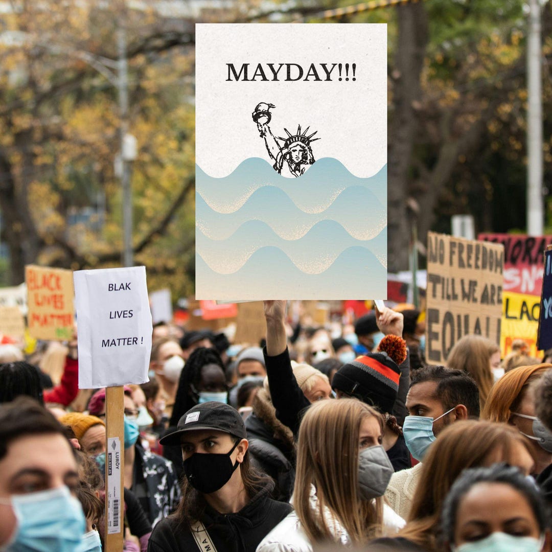 MAYDAY Protest Poster – Statue of Liberty Resistance Sign (digital ...