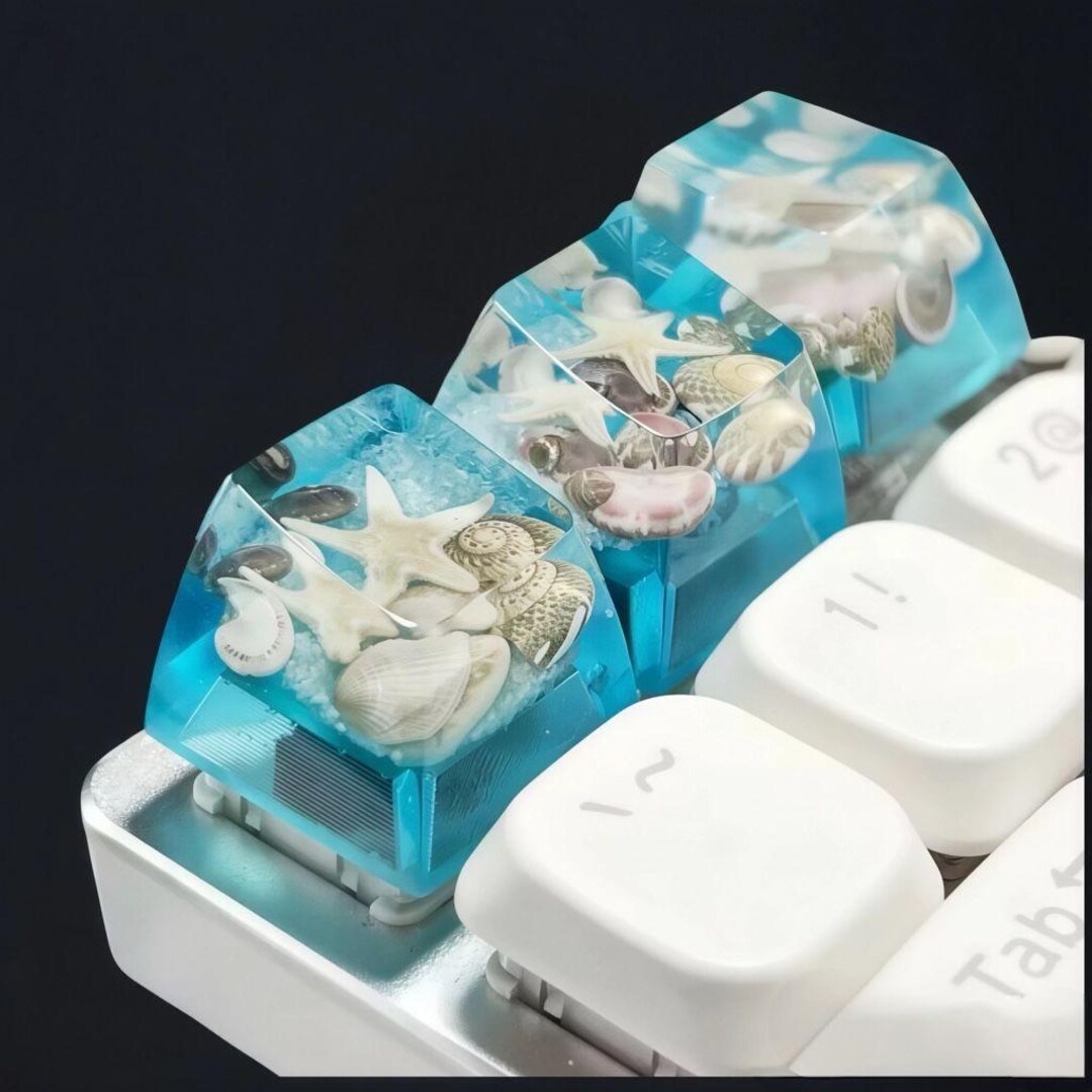 Ocean Resin Keycap – Blue Starfish & Seashell Keycap | Custom ...