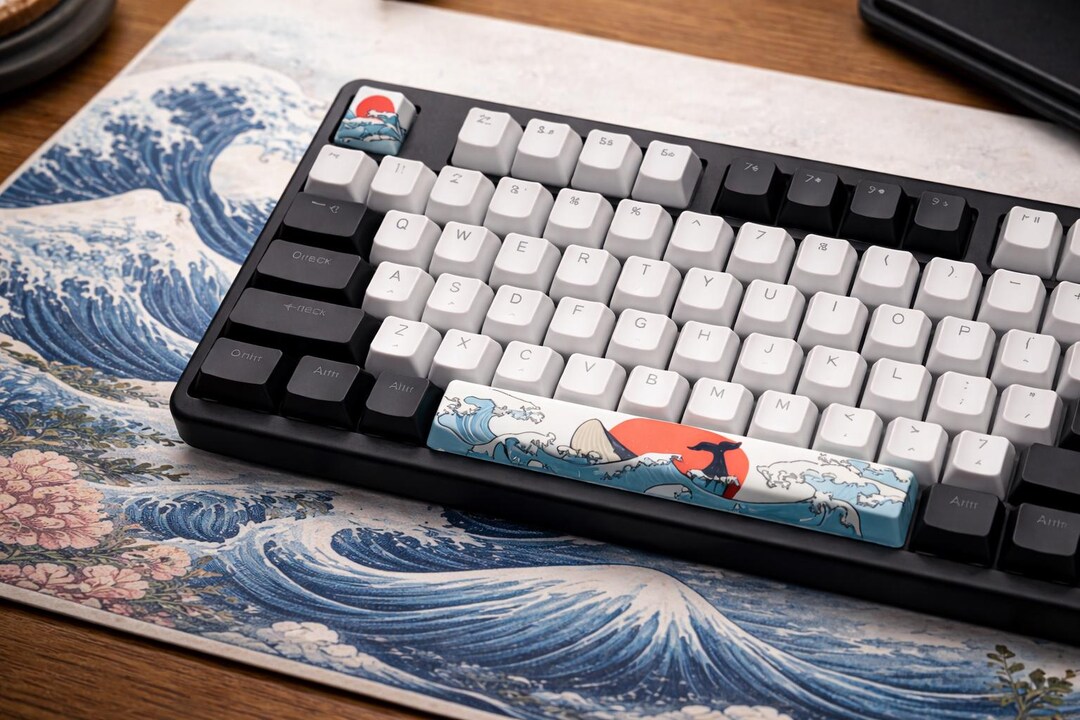 Japanese Wave Keycaps – 6.25U Spacebar + ESC Key – PBT Cherry OEM ...