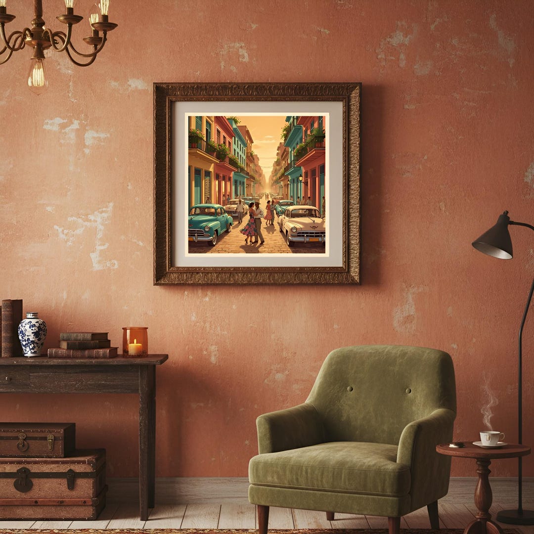 Havana Golden Age Wall Art – Vintage Cuban Street Scene With Dancing ...