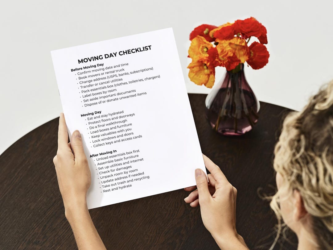 Moving Day Checklist Printable | Simple One-page Moving Planner ...