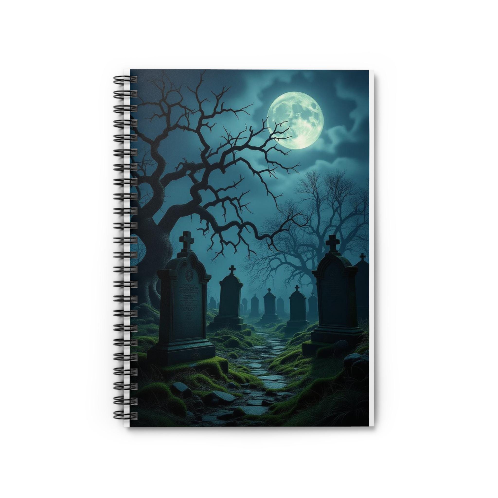 Moonlit Graveyard Spiral Notebook | Gothic Cemetery Journal - Etsy