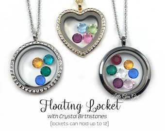 Birthday Memory Locket Necklace 20 12 Heart Crystal - Etsy
