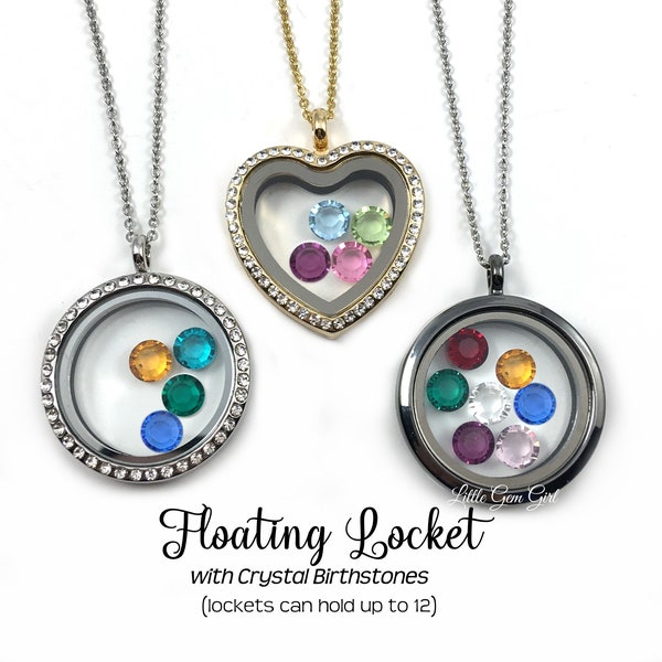 Birthstone Locket Heart Necklace - Etsy