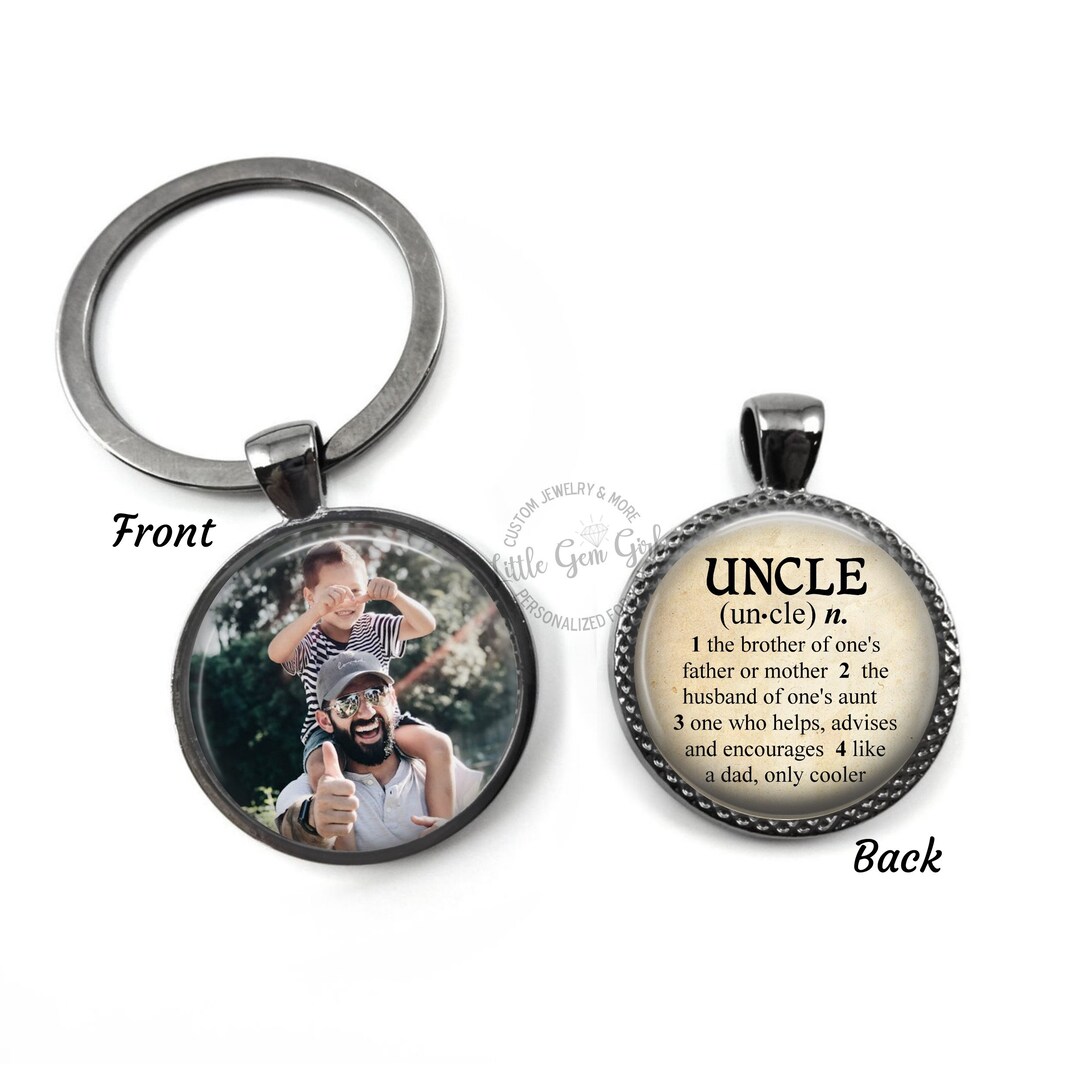 Personalized Uncle Key Chain Charm - Double Sided Custom Photo ...