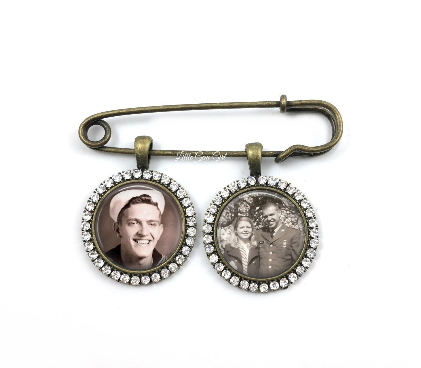 Personalized Groom Lapel 2 Photo Pin - Silver, Bronze or Rose Gold ...