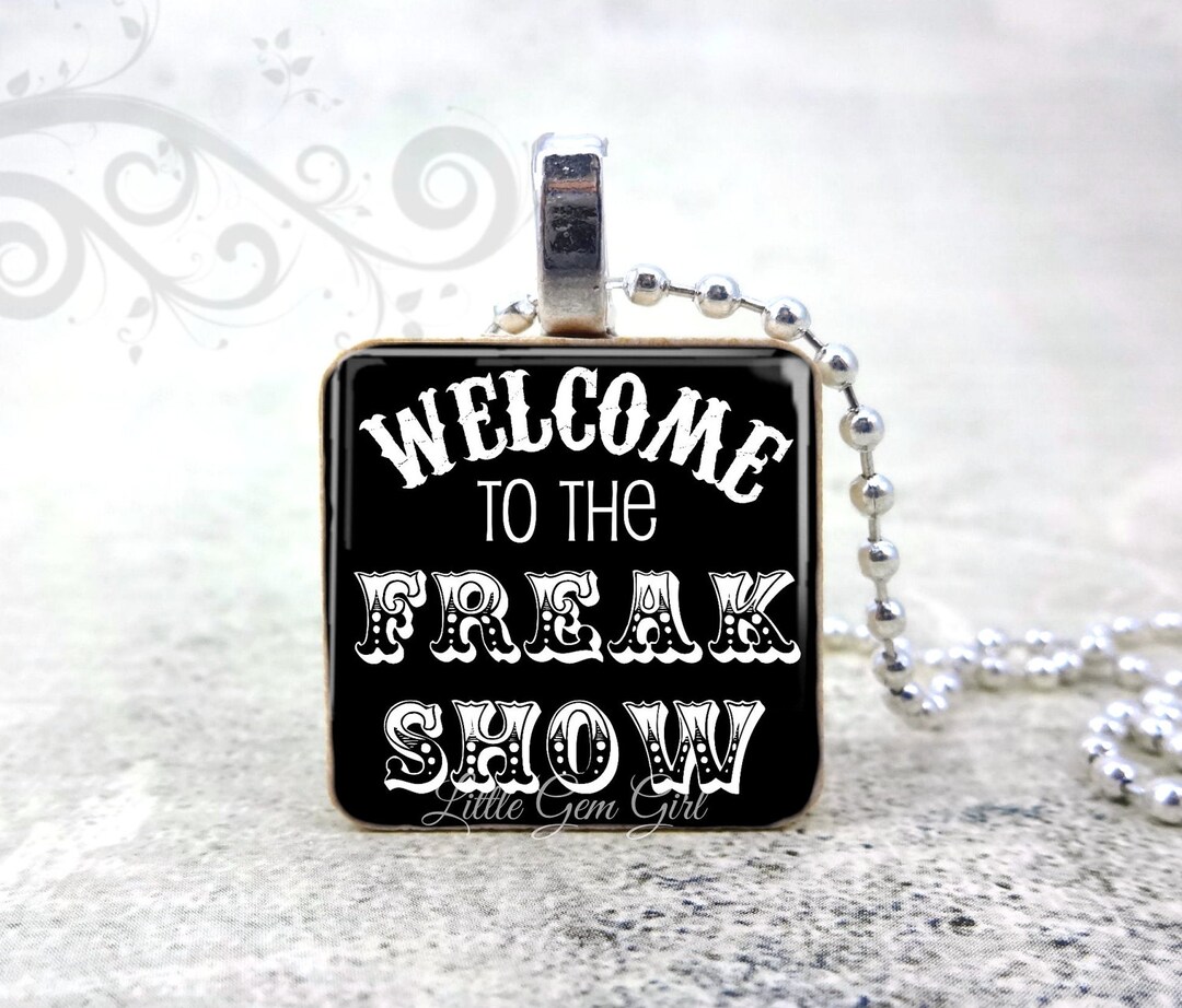 Welcome to the Freak Show Wood Tile Necklace Pendant - Horror Stories ...