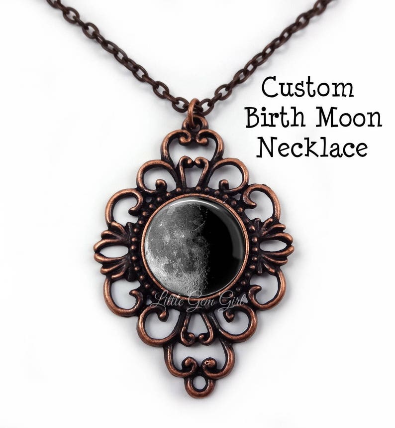 Custom Birth Moon Necklace Personalized Moon Phase Necklace | Etsy