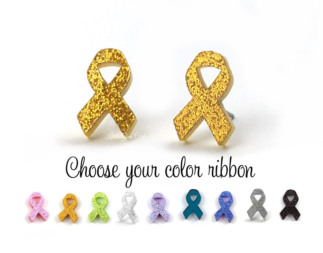 Orange Gold Cancer Ribbon Earrings Titanium or Stainless Steel Posts ...