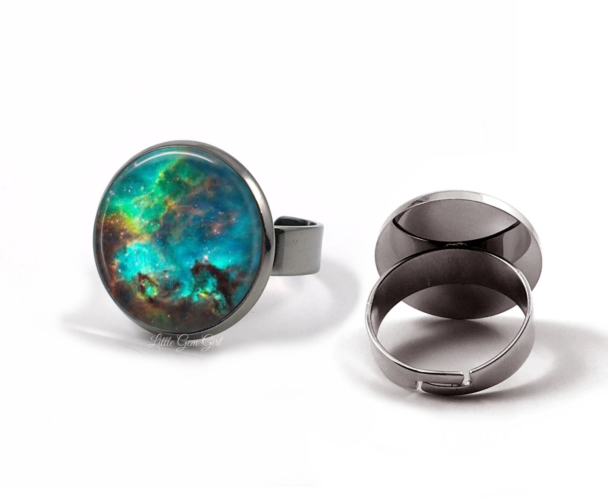 Glow in the Dark Galaxy Ring 23 Space Images and 5 Metal | Etsy