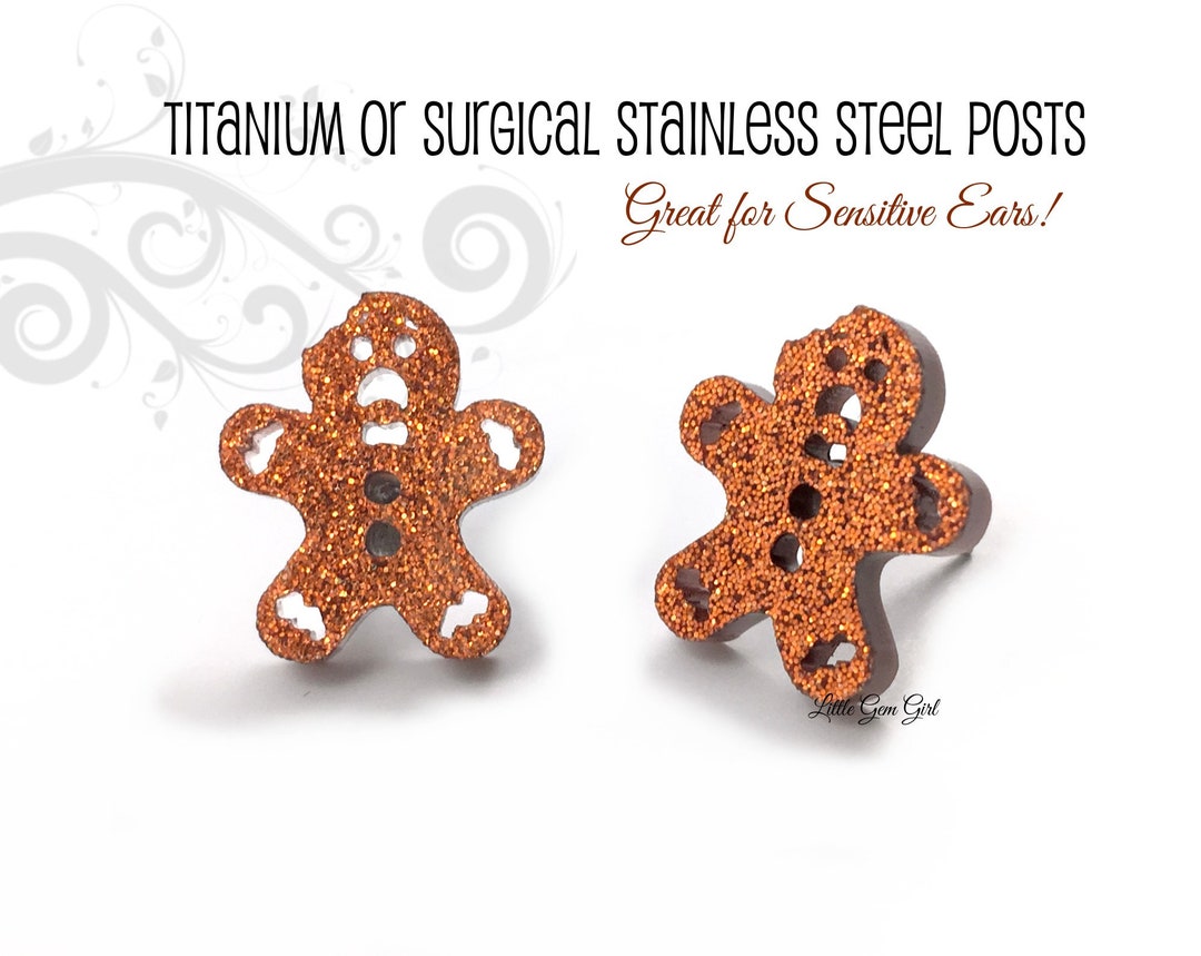 Scared Gingerbread Man Earrings in Titanium or Stainless Steel ...