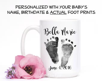 Personalized Foot Print Mug Foot Print Coffee Mug Actual - Etsy