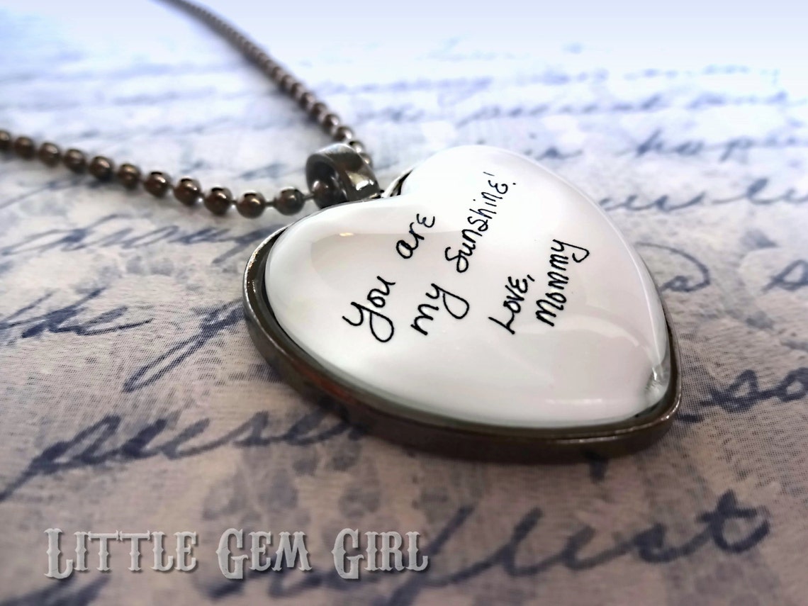Custom Handwriting Heart Necklace Signature Jewelry - Etsy
