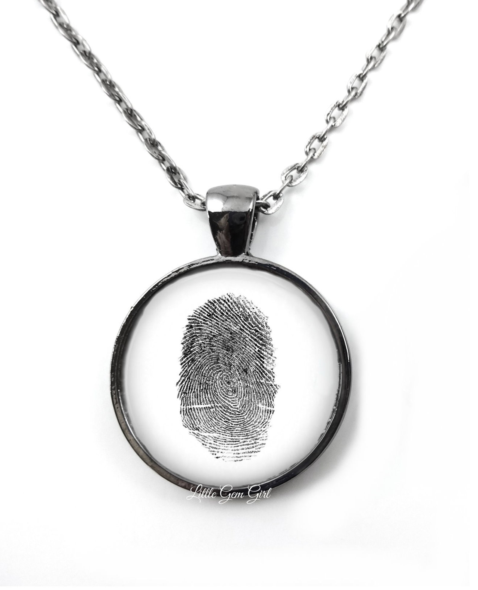 Actual Fingerprint Necklace or Key Chain - Custom Fingerprint Jewelry ...